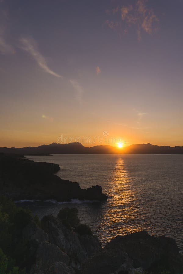 Sunset in Penya Fort Majorca Spain Stock Photo - Image of sunset ...