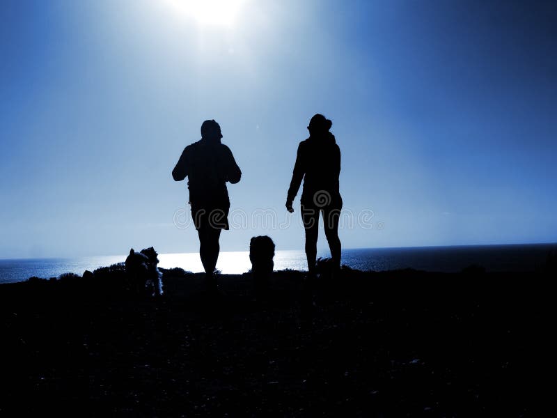 Sunset people dog stock image. Image of people, horizon - 66509261