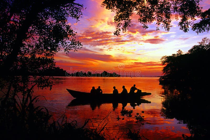 Sunset at Perak River stock image. Image of malaysia - 26765191