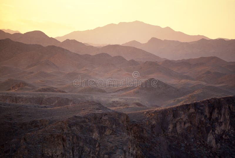 Sunset Perspective in Desert Mountains Stock Photo - Image of drought ...