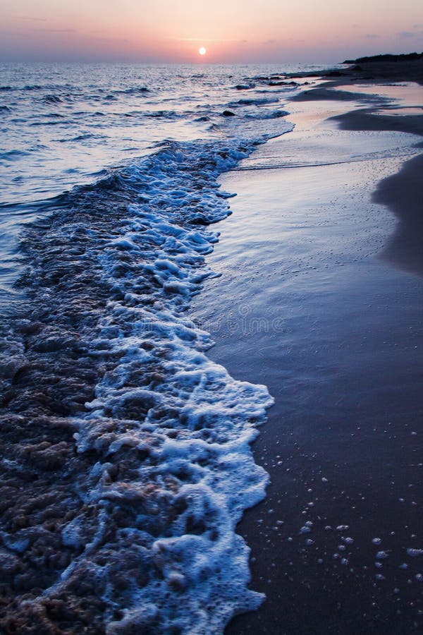 Sunset on the Pescoluse Beach, Apulia, Italy Stock Photo - Image of ...
