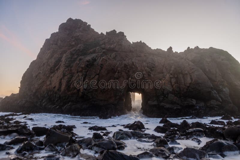 Sunset at Pfeiffer Beach stock photo. Image of dusk - 263594528
