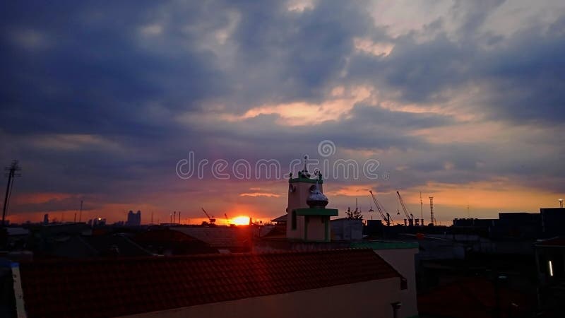Sunset Photo from the Roof of the House Stock Photo - Image of view ...