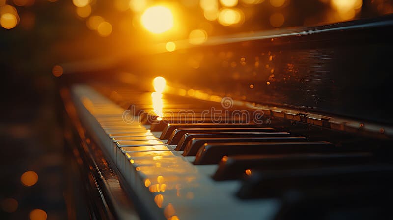 Sunset Piano Keys Outdoors Golden Hour Background Stock Illustration ...
