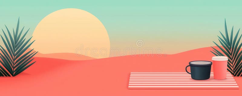Sunset Picnic in the Park, Labor Day, Flat Design Illustration Stock ...
