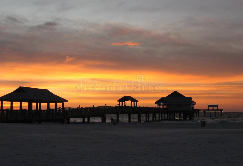 Sunset on the Pier stock image. Image of sunrises, beaches - 3519087