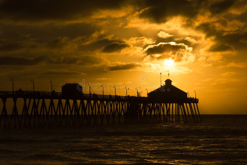 Sunset at the Pier with Beautiful Cloudy Sky Stock Photo - Image of ...