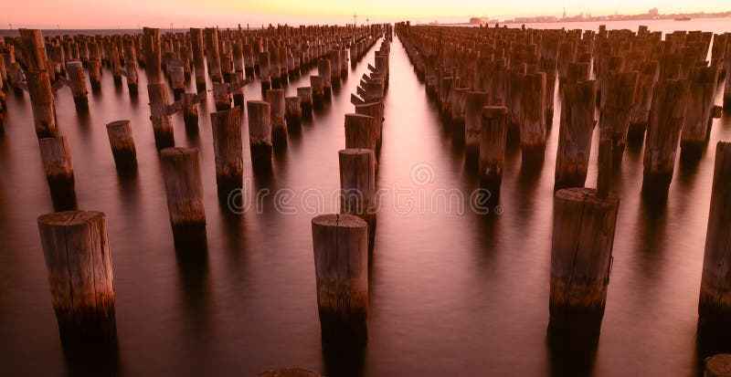 Sunset at pier editorial stock image. Image of scenics - 84754569
