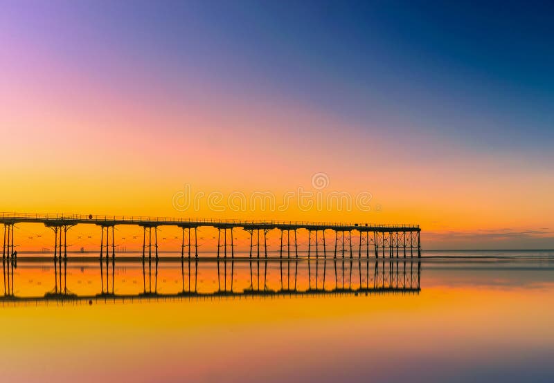 Sunset Pier at Saltburn by the Sea, North Yorkshire Stock Image - Image ...