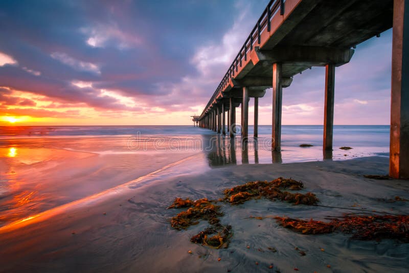 Sunset Pier #7 stock image. Image of diego, nature, horizon - 46857957