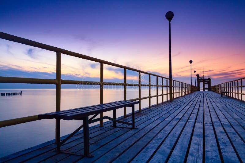 Sunset. stock image. Image of pier, relax, europe, night - 74861471