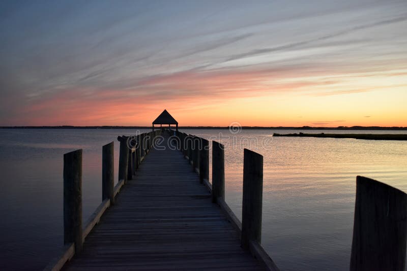 Sunset from a Pier Walk on the Bay Stock Image - Image of morning ...