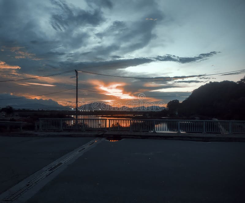 Sunset with Pink Road in the Background Stock Photo - Image of ...