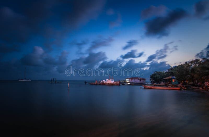 Sunset in Placencia, Belize Stock Photo - Image of timed, harbor: 45327220