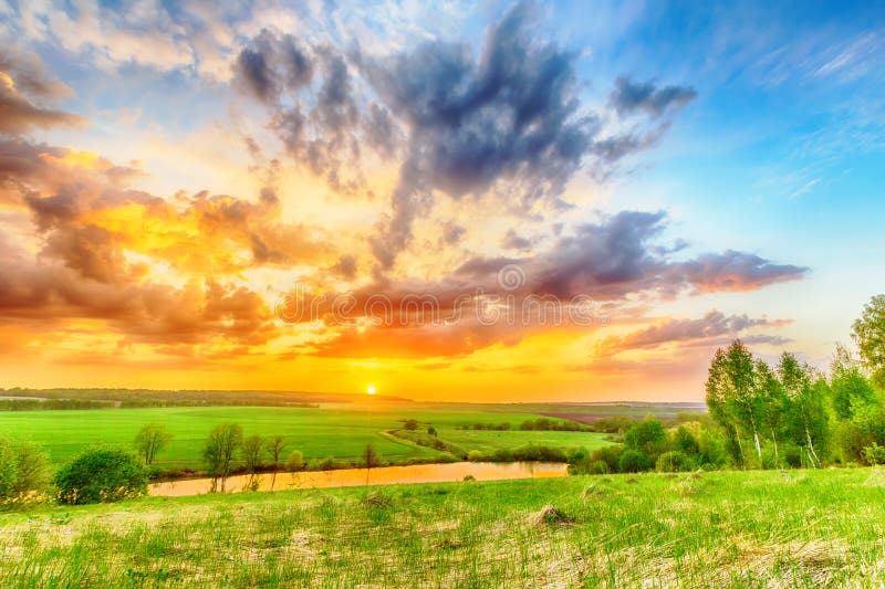 Sunset on the plain stock photo. Image of horizon, rural - 40751050