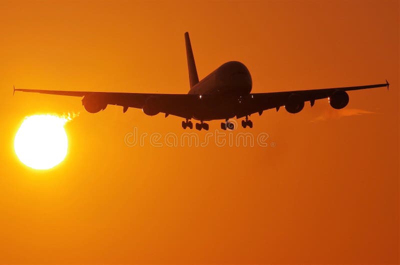 Sunset and plane stock photo. Image of holidays, burning - 25376874