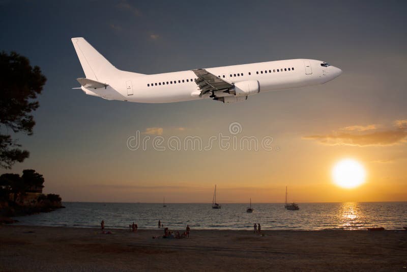 Plane in sunset stock image. Image of evening, orange - 37246709