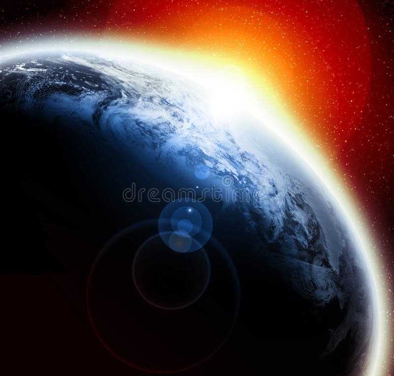 Sunset on planet earth stock illustration. Illustration of astronomy ...