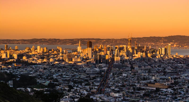 Sunset Pnoramic View of San Francisco City Editorial Stock Photo ...