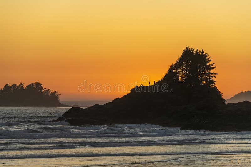 Sunset Point on Cox Bay Beach, Tofino, Canada Stock Photo - Image of ...