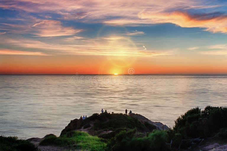 Sunset at Point Dume stock image. Image of mountains - 26861777
