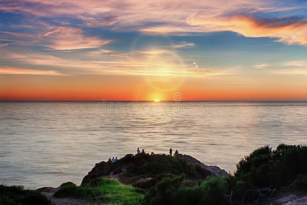 Sunset at Point Dume stock image. Image of mountains - 26861777