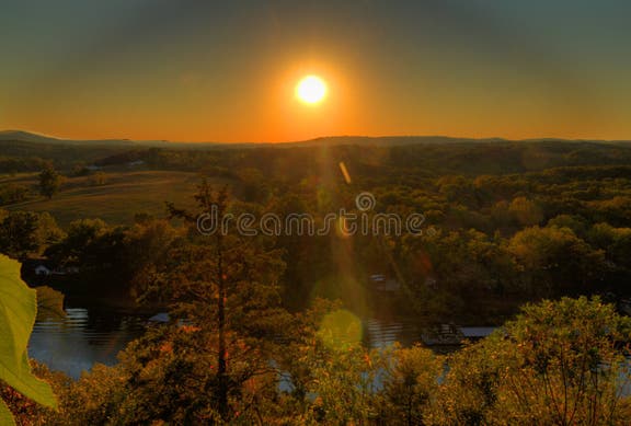 Sunset at Point Lookout, Missouri Stock Image - Image of outdoors ...