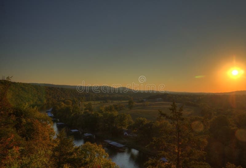 Sunset at Point Lookout, Missouri Stock Photo - Image of hiking ...