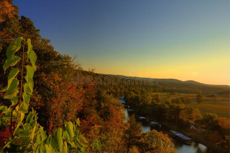 Sunset at Point Lookout, Missouri Stock Image - Image of growth ...