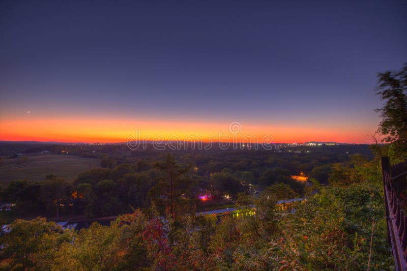 Sunset at Point Lookout, Missouri Stock Image - Image of forest ...