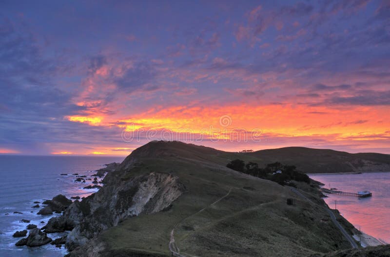Point Reyes Sunset stock photo. Image of foggy, wildflowers - 1459924