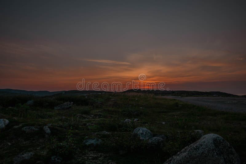 Sunset on a Polar Night in the Tundra Stock Image - Image of moss ...