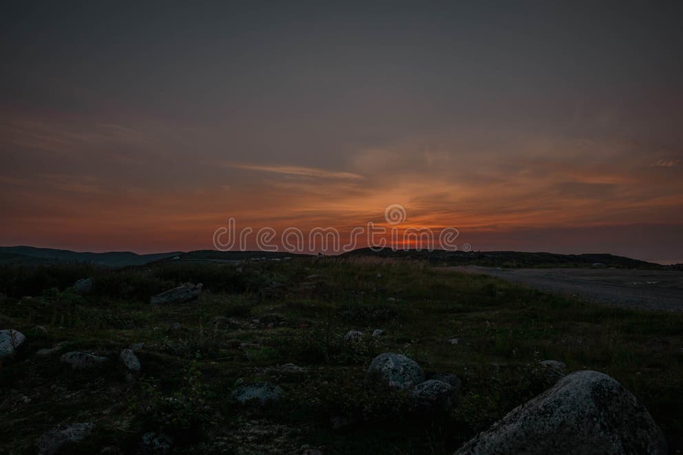 Sunset on a Polar Night in the Tundra Stock Image - Image of moss ...