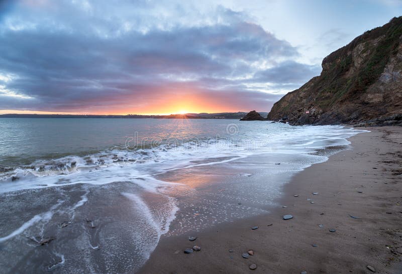 Sunset at Polkerris stock photo. Image of beach, polkerris - 50781330