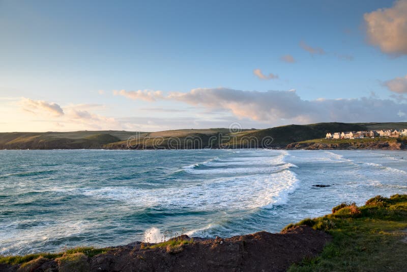 Sunset at Polzeath, North Cornwall Stock Image - Image of coast, nature ...