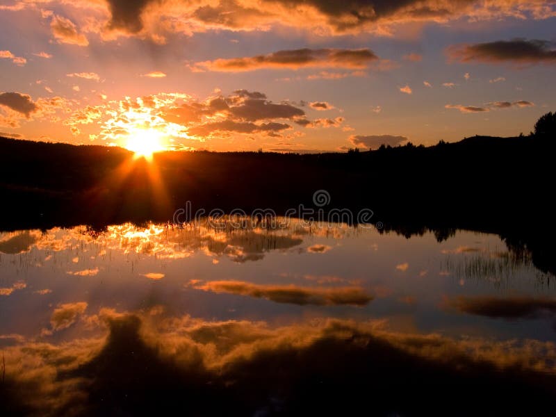 Sunset Pond stock photo. Image of cloud, colour, pond, peace - 502132