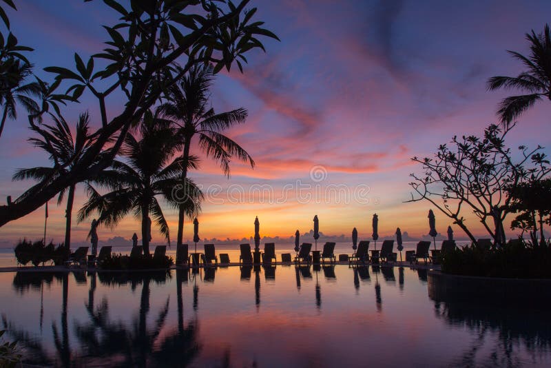 Sunset at the pool stock photo. Image of relax, romantic - 46771830