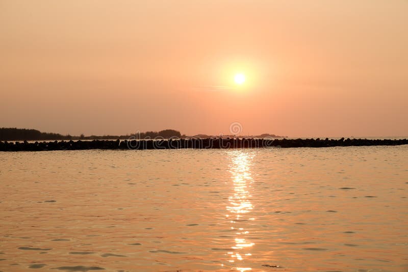 Sunset at the Port of Batang, Central Java Stock Image - Image of cloud ...