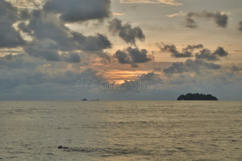 Sunset Port Dickson beach stock image. Image of island - 107100763
