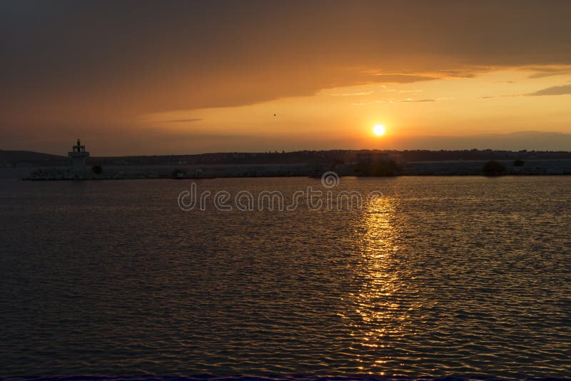 Sunset in port stock photo. Image of nautical, rope, sunset - 66029918