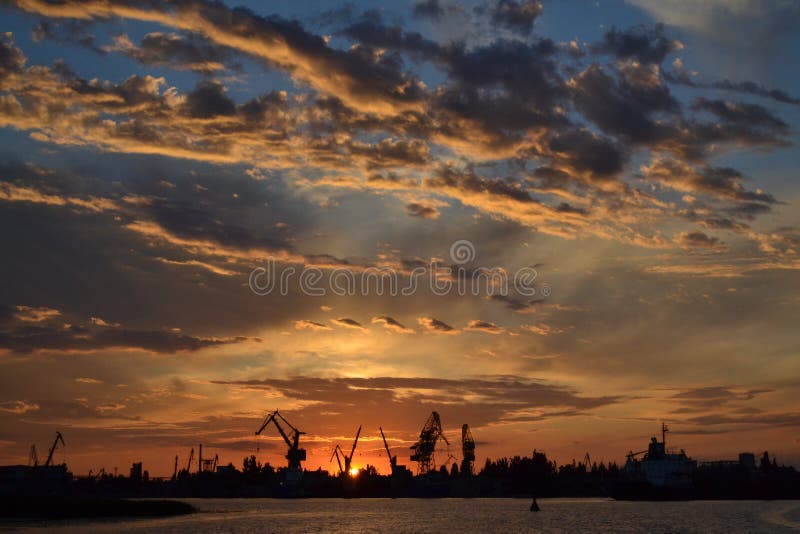 Sunset at the port stock image. Image of boat, nature - 58851761