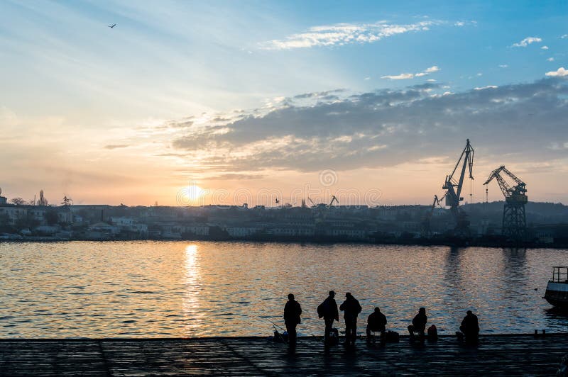 Sunset at the port stock photo. Image of large, manufacturing - 38501746