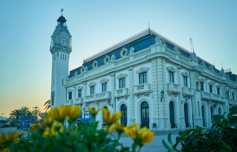 Sunset in the Port of Valencia. the Marine Stock Image - Image of ...