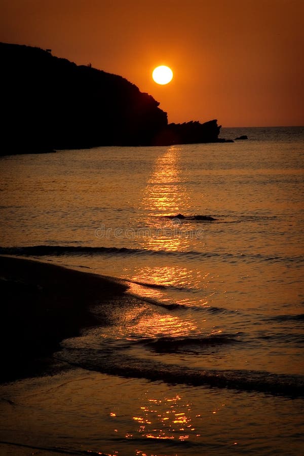 Sunset at Porth Beach, Cornwall, England Stock Photo - Image of ...
