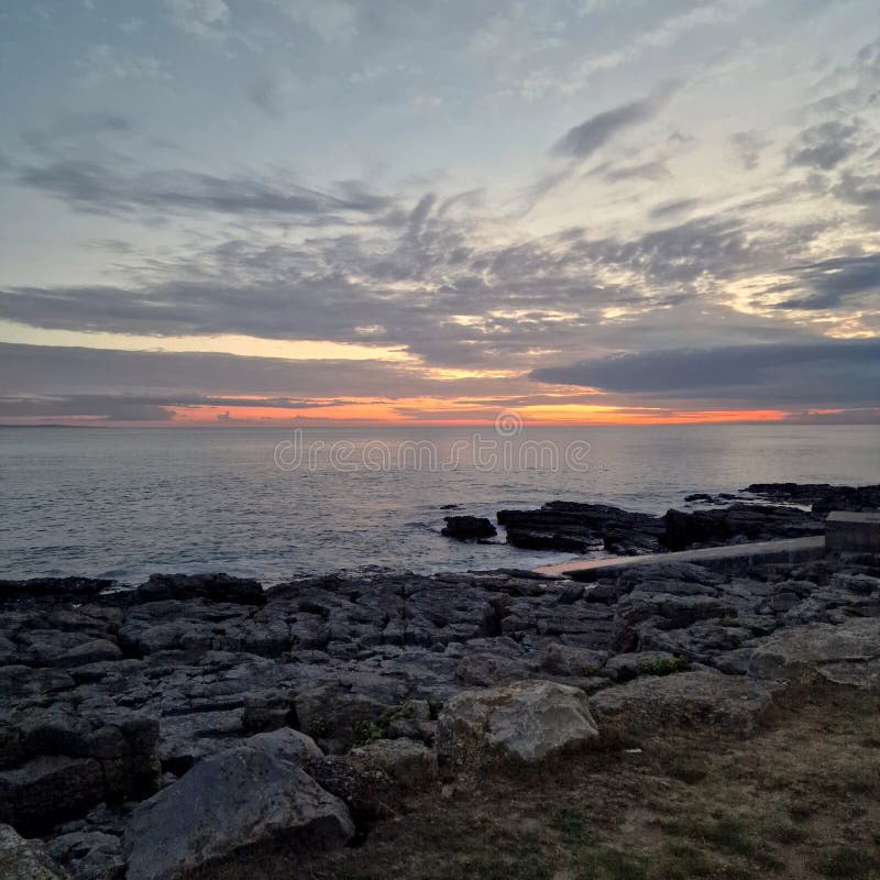 Wales, Porthcawl sunset. stock image. Image of beach - 255006313