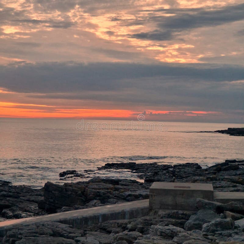 Wales, Porthcawl sunset. stock image. Image of beach - 255006313