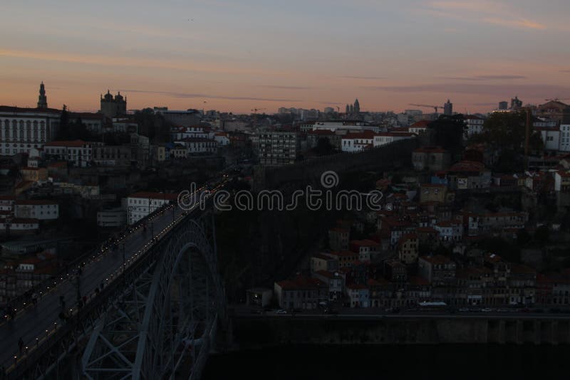 Sunset at the Porto City Bridge Stock Image - Image of blue, history ...