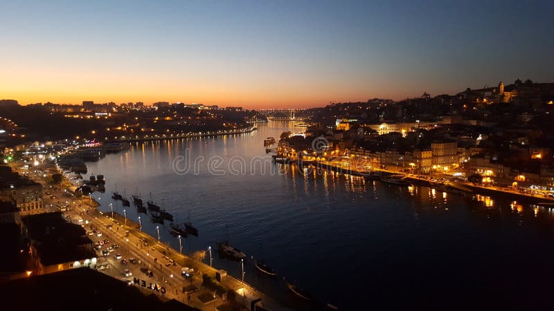 Sunset in Porto, Portugal stock photo. Image of light - 85572474