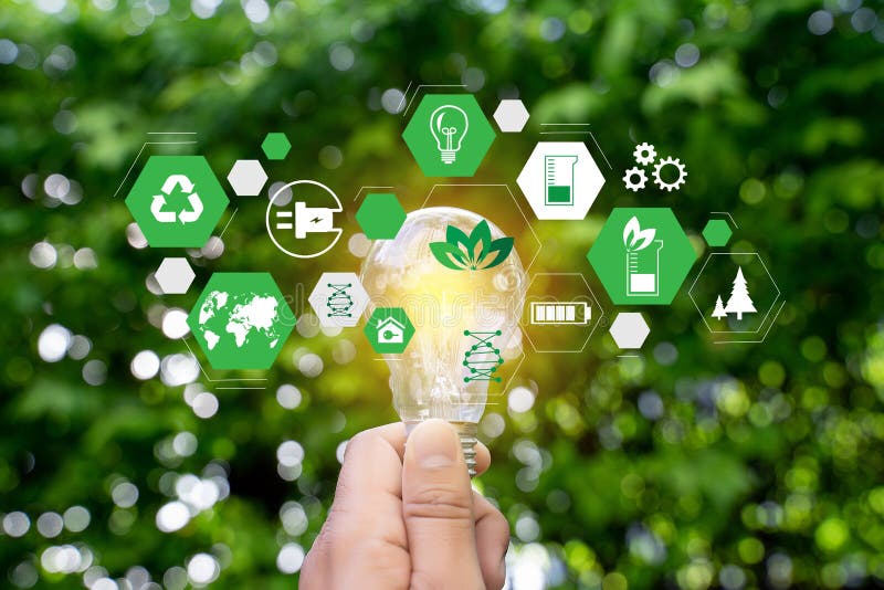 Sunset Power Concept Ecology Elements Energy Sources Stock Illustration ...