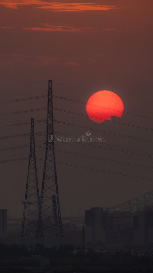 Sunset beside the Power Grid Stock Photo - Image of sunset, grid: 200245092